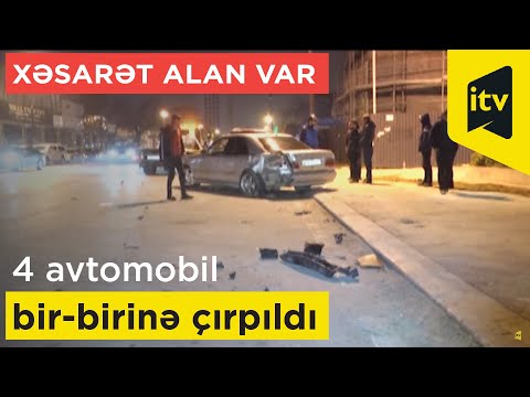 4 avtomobil bir-birinə çırpıldı: Xəsarət alan var