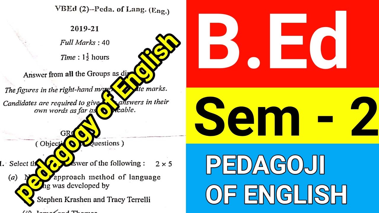 #pedagogy of english b.ed 2nd semester question paper #vbu b.ed sem 2 ...