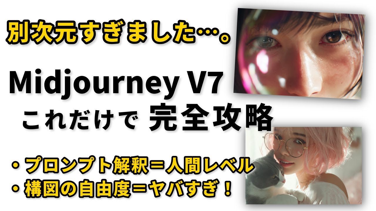 【Midjourney V7がヤバい】ついに登場👍画質・質感・一貫性が劇的向上！＆パーソナライズ機能、ドラフトモードなどの新機能を徹底解説💡 - YouTube