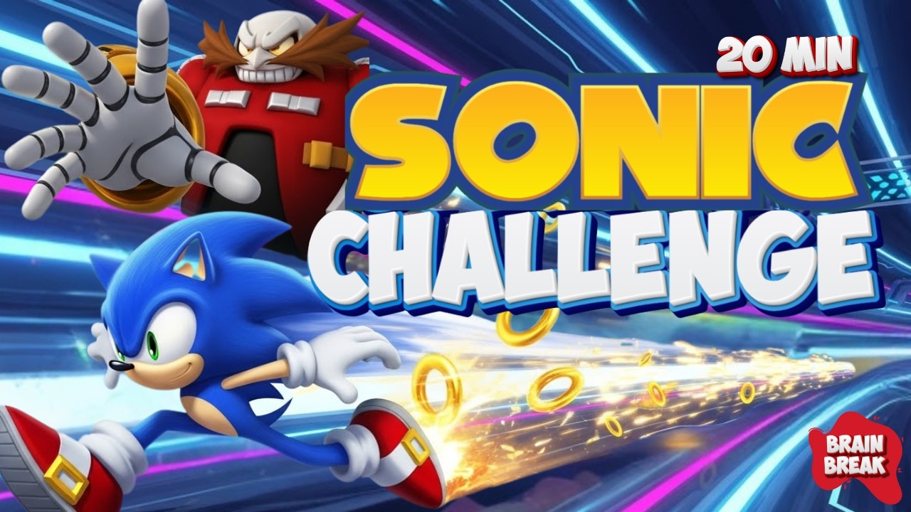 Sonic Speed Up Challenge 🦔⚡ 20-Minute Kids Workout for PE, Brain Breaks ...