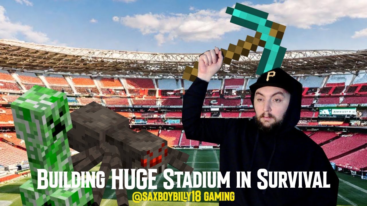 NOOB builds HUGE stadium on MINECRAFT - PART 1 - YouTube