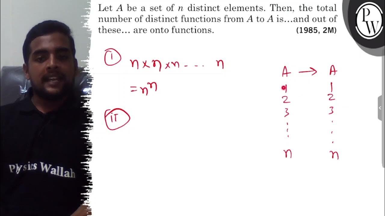Let A be a set of n distinct elements. Then, the total number of distinct functions from A to A ...