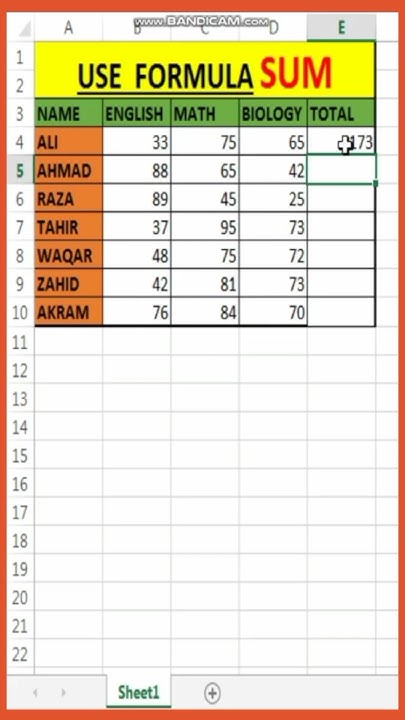 Use Sum Formula In Excel | Excel Sum Formula In Hindi - YouTube