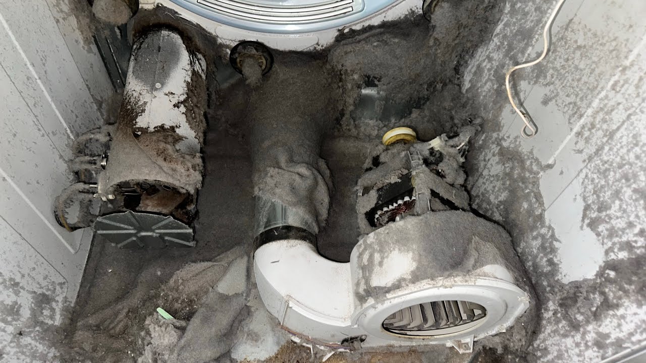 Full Dryer Cleaning of the Worst Lint Buildup Inside Dryer - Fire ...