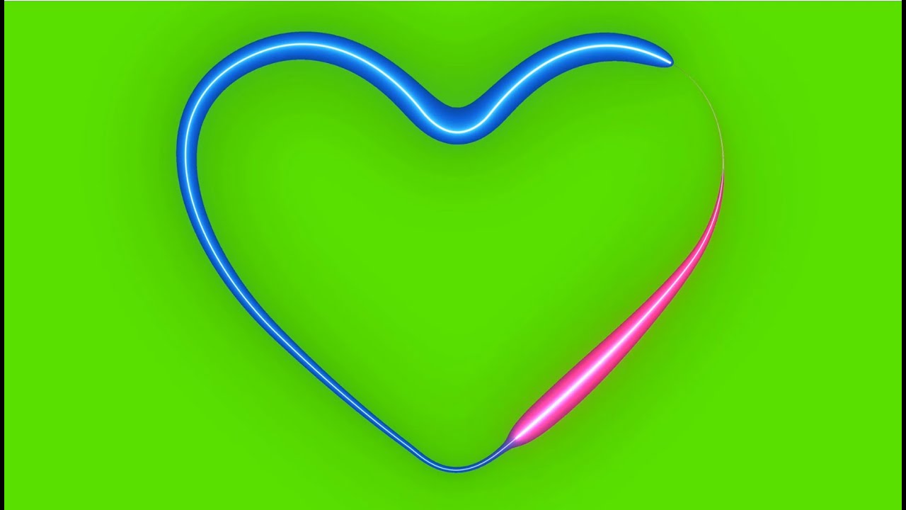 Green Screen animated neon heart frame animated heart Border chroma key ...