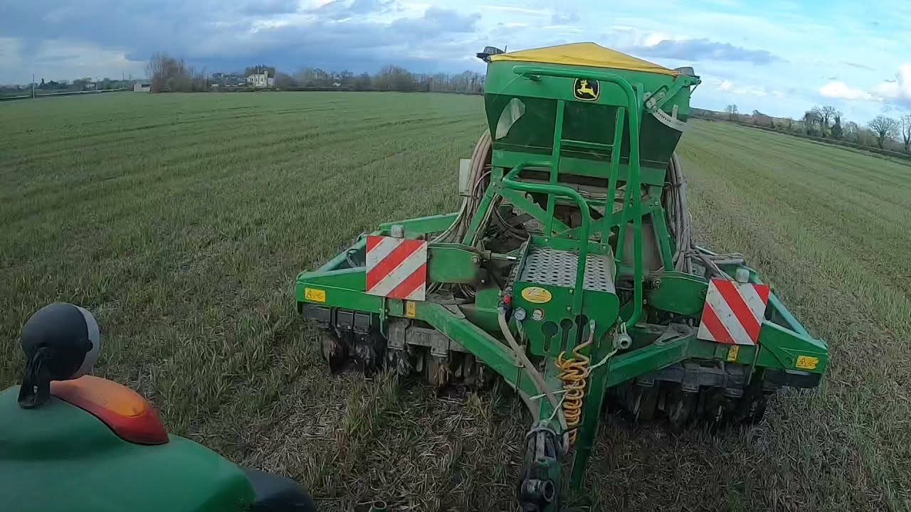 Direct Drilling spring beans into oat cover crop - YouTube