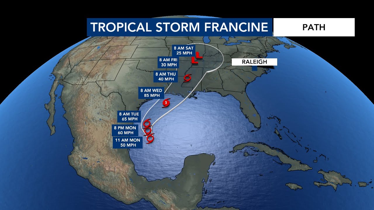 Potential Tropical Storm Francine Paths Across the United States - YouTube