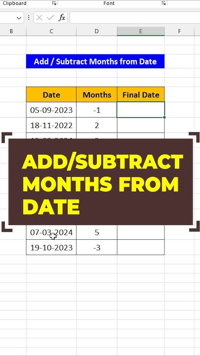 Interview Question Add Or Subtract Months From Date💯excelshorts Exceltutorial Exceltricks 1129