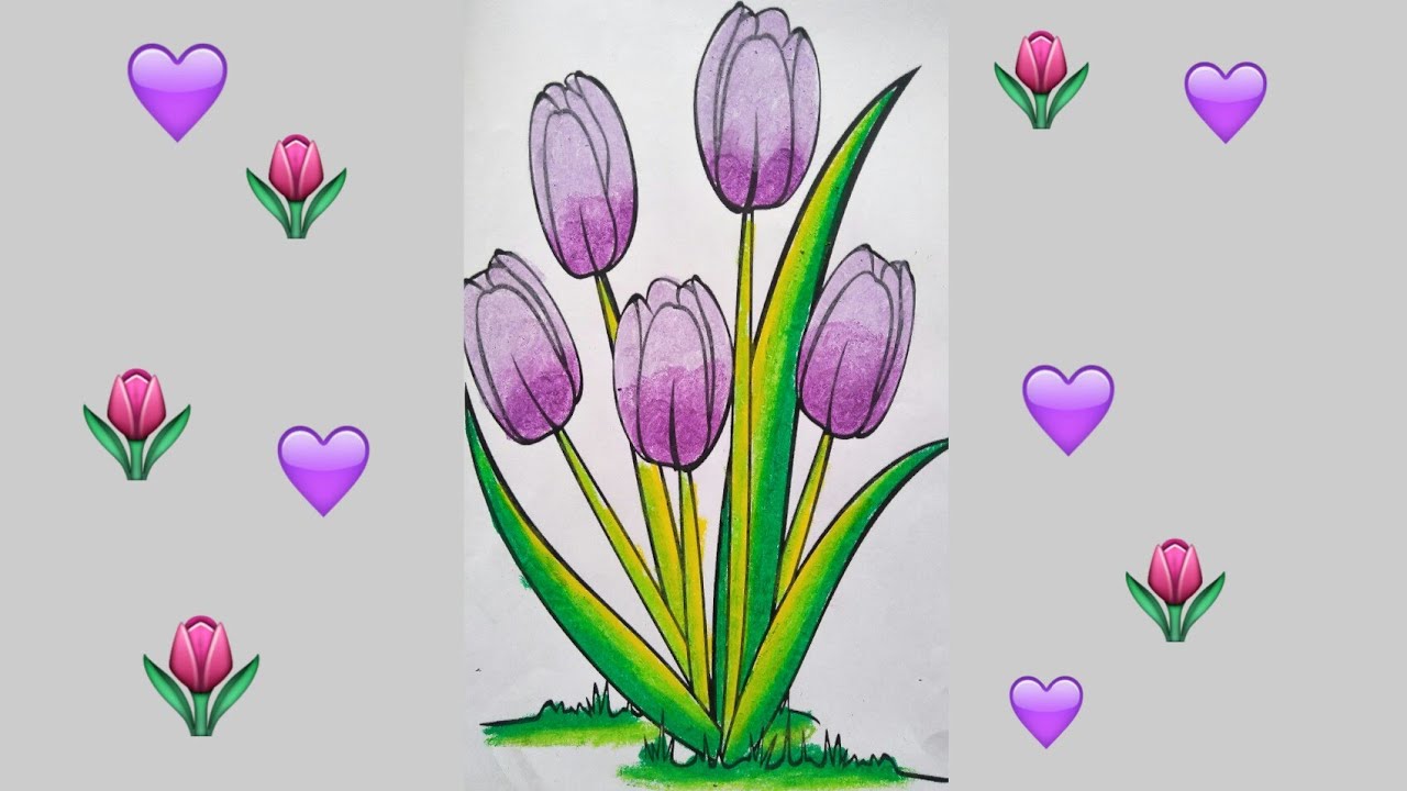 MEWARNAI BUNGA TULIP DENGAN TEKNIK GRADASI WARNA MENGGUNAKAN KRAYON ...