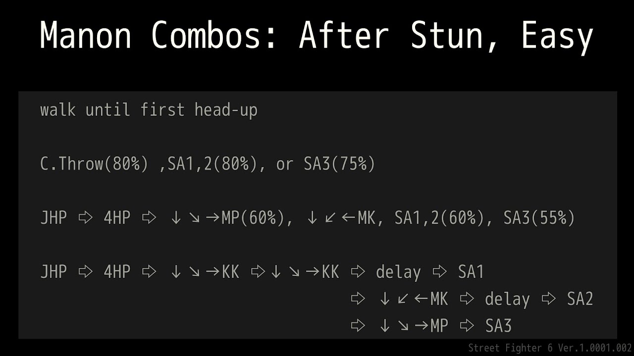 Street Fighter 6 COMBO: MANON: After Stun. Command Throw and Starter of ...