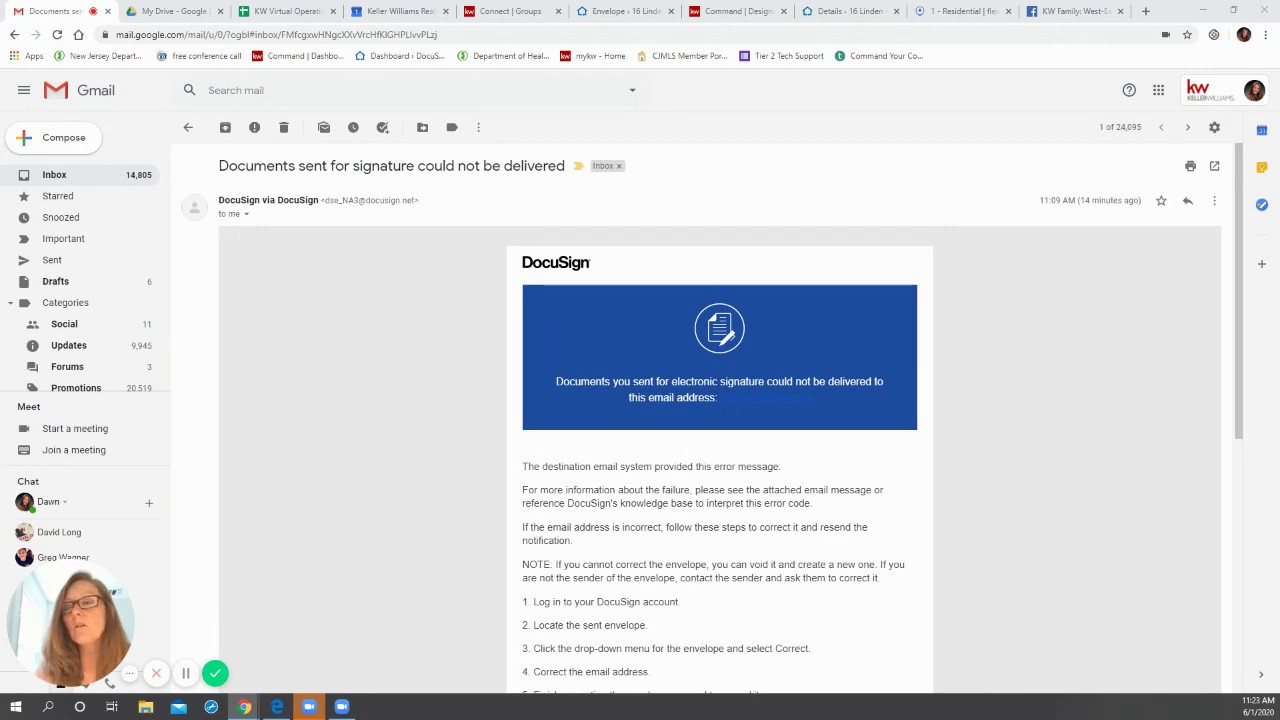 Docusign correcting email addresses in an envelope - YouTube