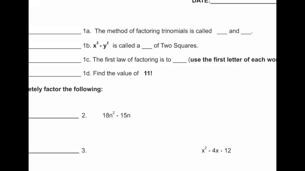 Algebra 1 Chapter 10 Factoring Review by Rick Scarfi - YouTube