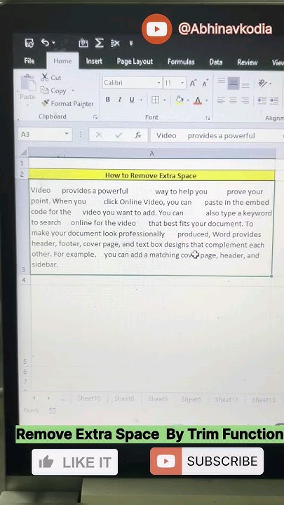 How to remove Extra space from Excel | Excel tricks | Excel Formula |#excel #exceltutorial # ...