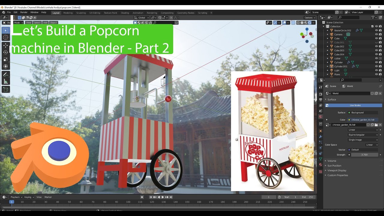 A real simple popcorn machine - part 2 - Blender tutorials - YouTube