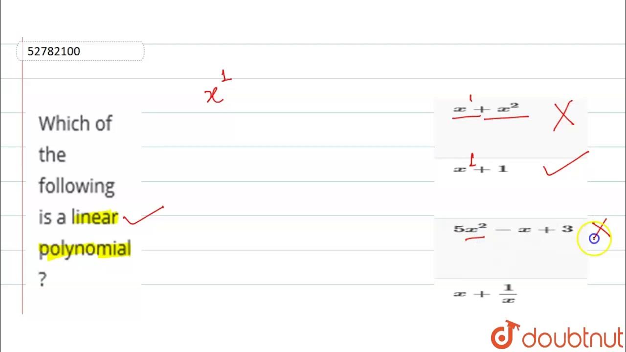 Which of the following is a linear polynomial ? - YouTube