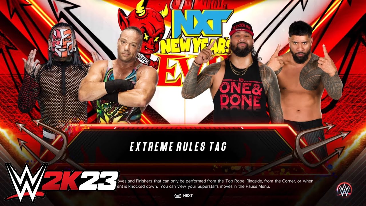 WWE 2K23 | Jeff Hardy and Rob Van Dam vs The USOs | Extreme Tag - YouTube