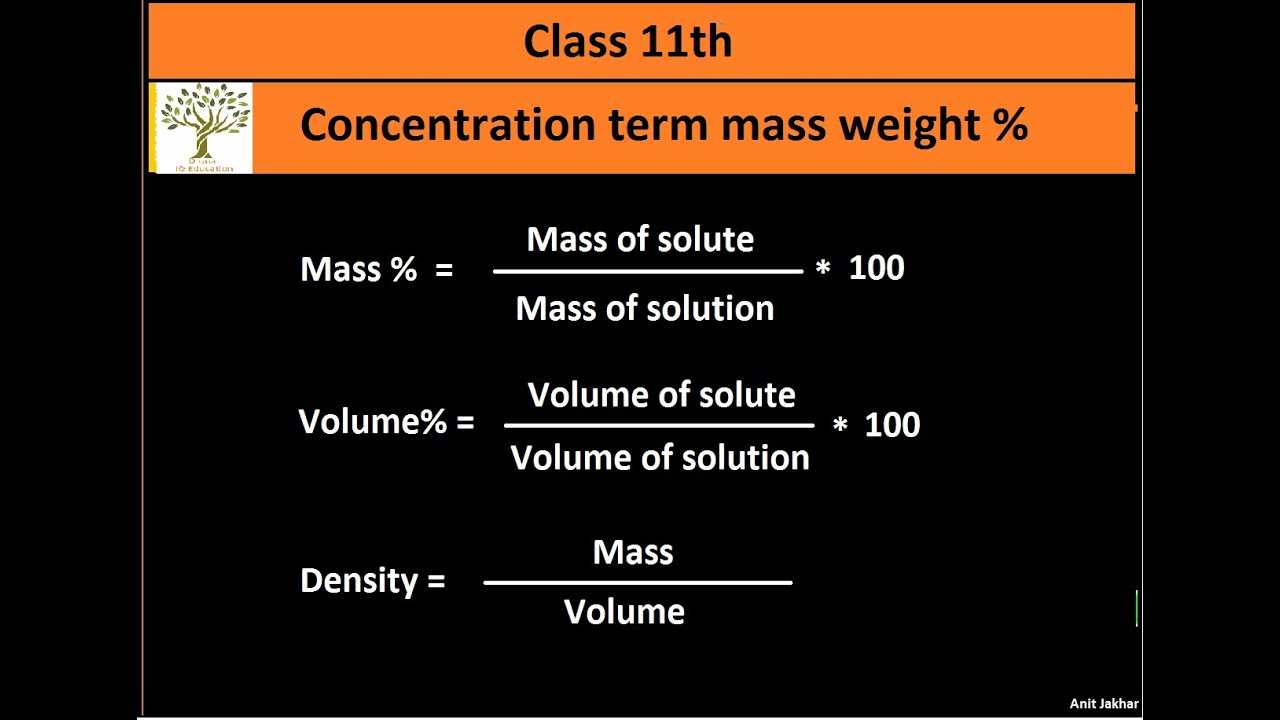 concentration terms class 11 // mass weight percentage - YouTube