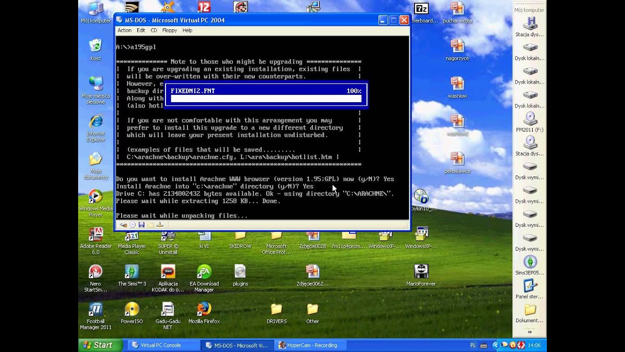 How preparing Arachne web browser in Microsoft Virtual PC 2004 on MS ...