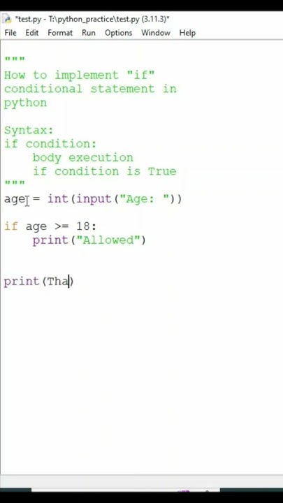 How To Implement If Statement In Python Shorts Python Codingpythontricks Pythoncode Youtube 