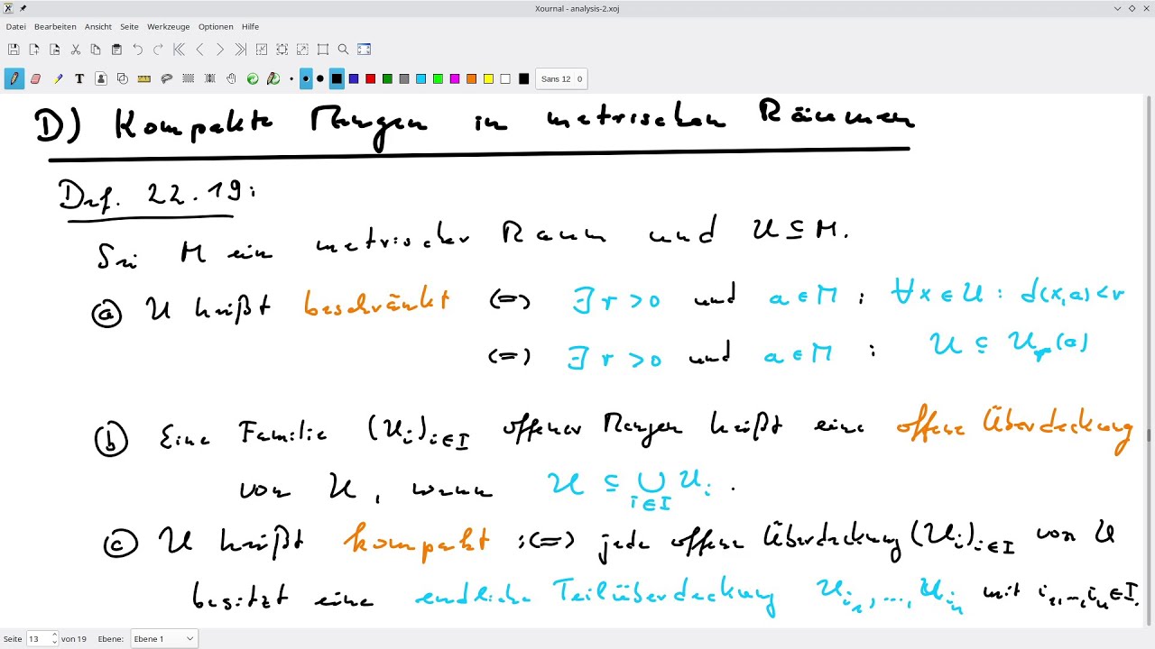 Analysis - Teil 99 (Woche 15) - §22 Topologische Grundbegriffe - E ...