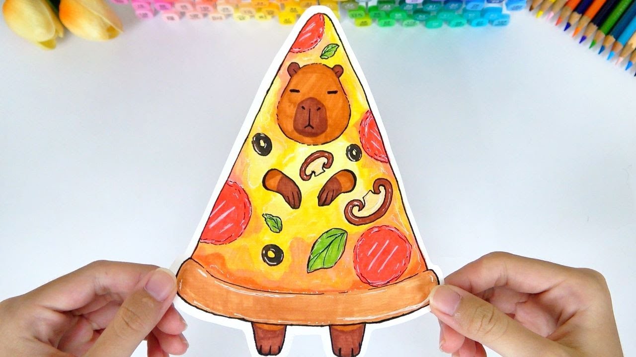 [Paper DIY] ️Making Stickers at Home: Capybara Pizza - YouTube