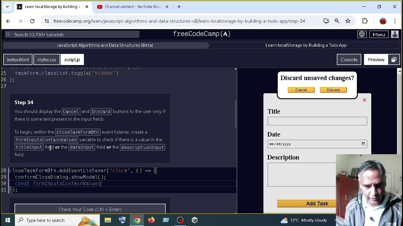Learn localStorage by Building a Todo App step 34. - YouTube