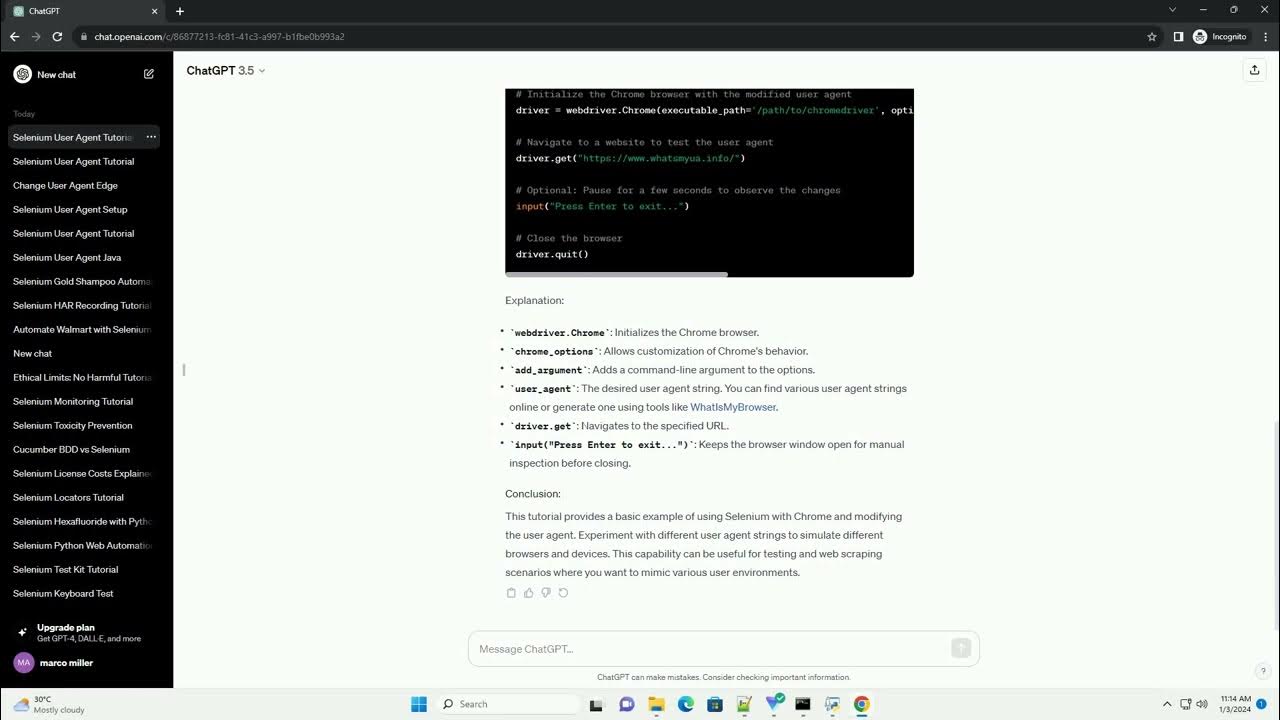 Selenium User Agent Chrome Youtube