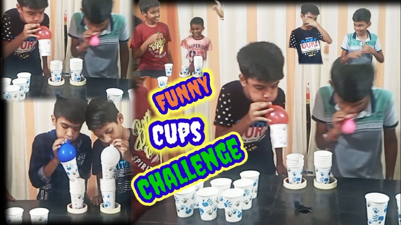 Blow up the balloon and collect the cups with friends @Krishu02 #viral ...