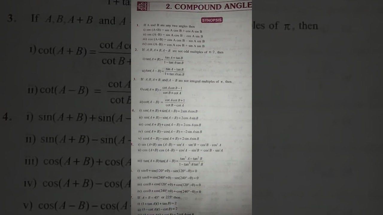 Compound angles synopsis and formulas - YouTube