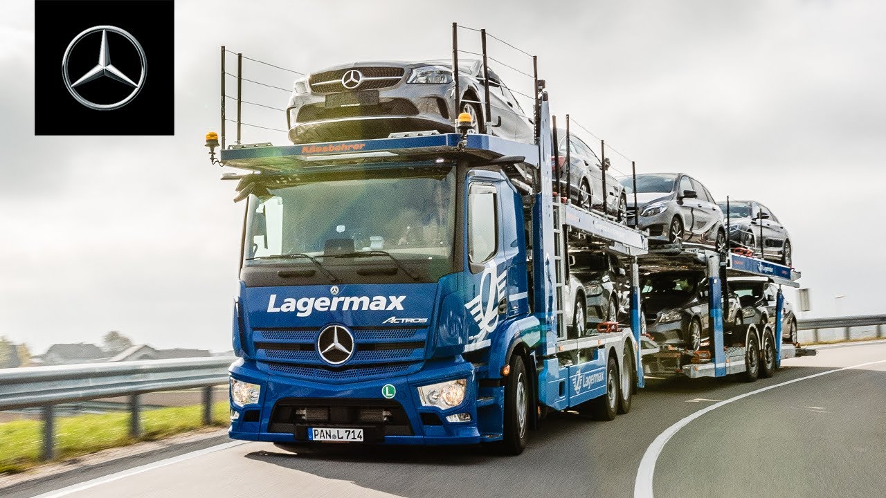 The new Actros transporting cars | Mercedes-Benz Trucks - YouTube