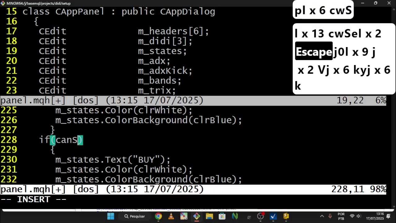 Programando com VIM EDITOR - Criando um indicador para o mercado financeiro - Parte 8 - Painel ...