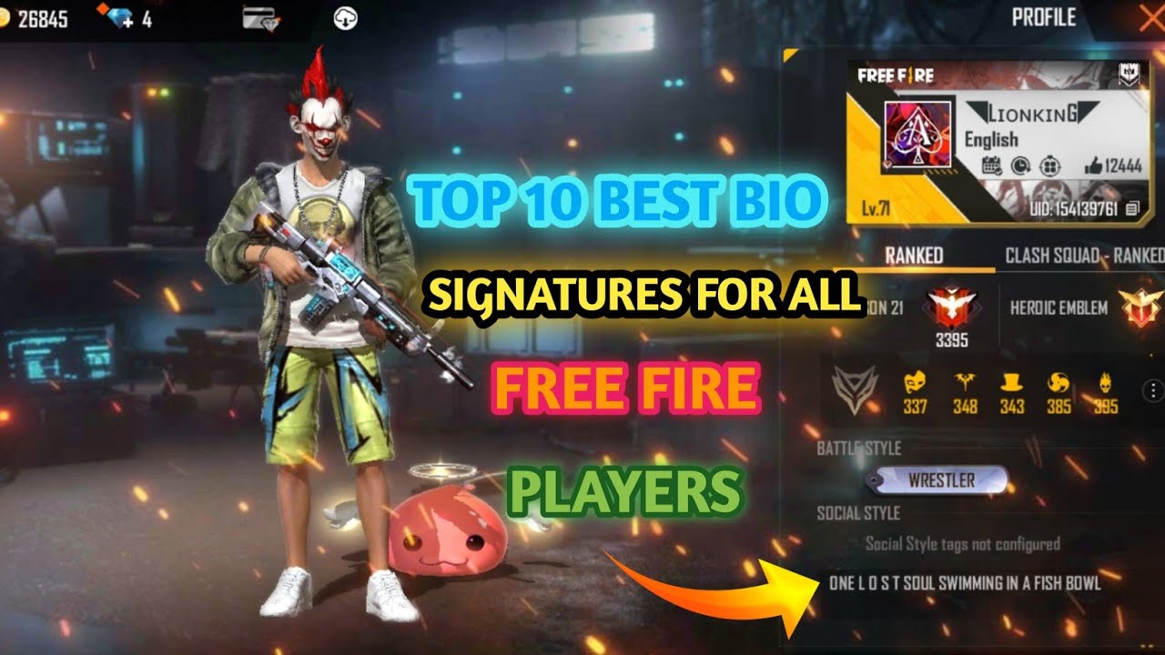 TOP 10 BEST SIGNATURES FOR FREE FIRE PROFILE||FREE FIRE UNIQUE BIO ...