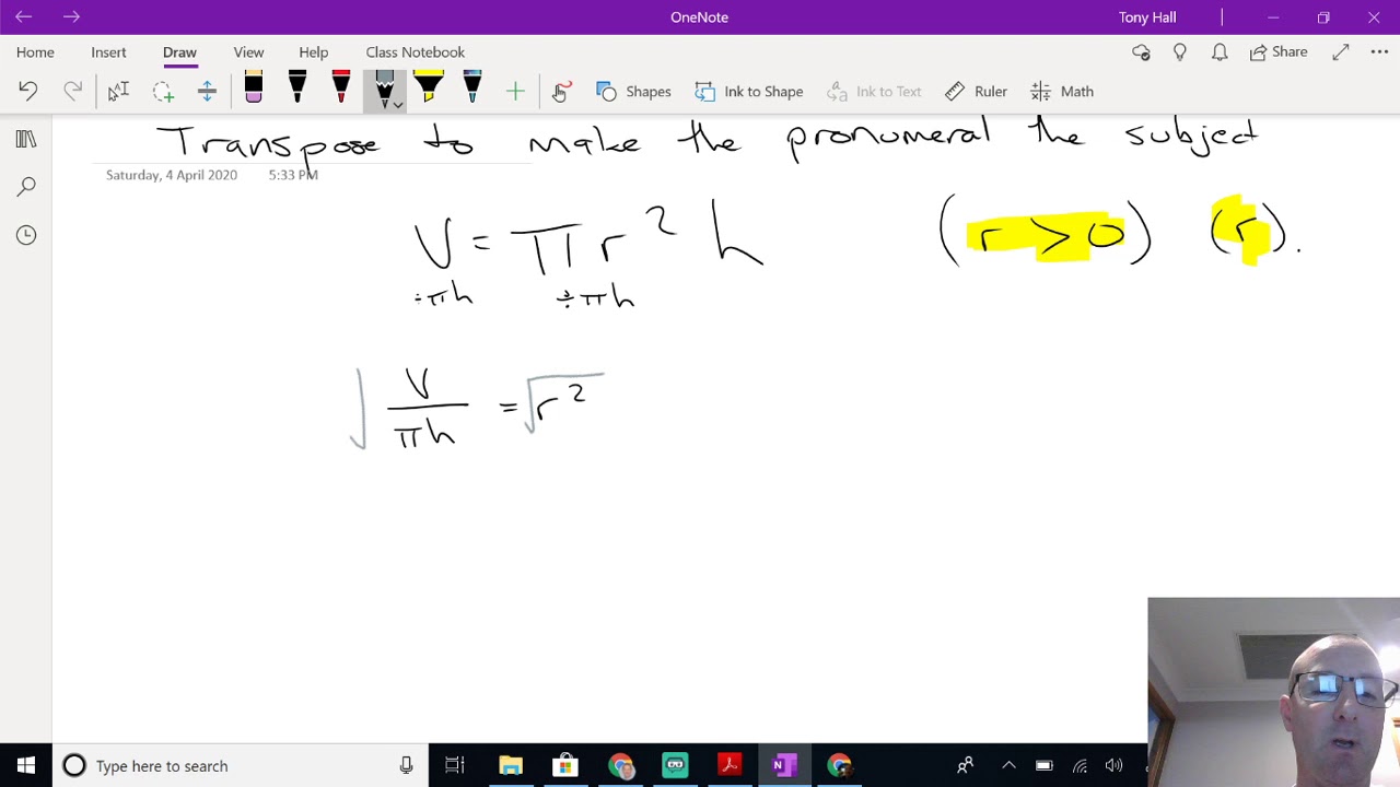 Transposing to make a pronumeral the subject - YouTube