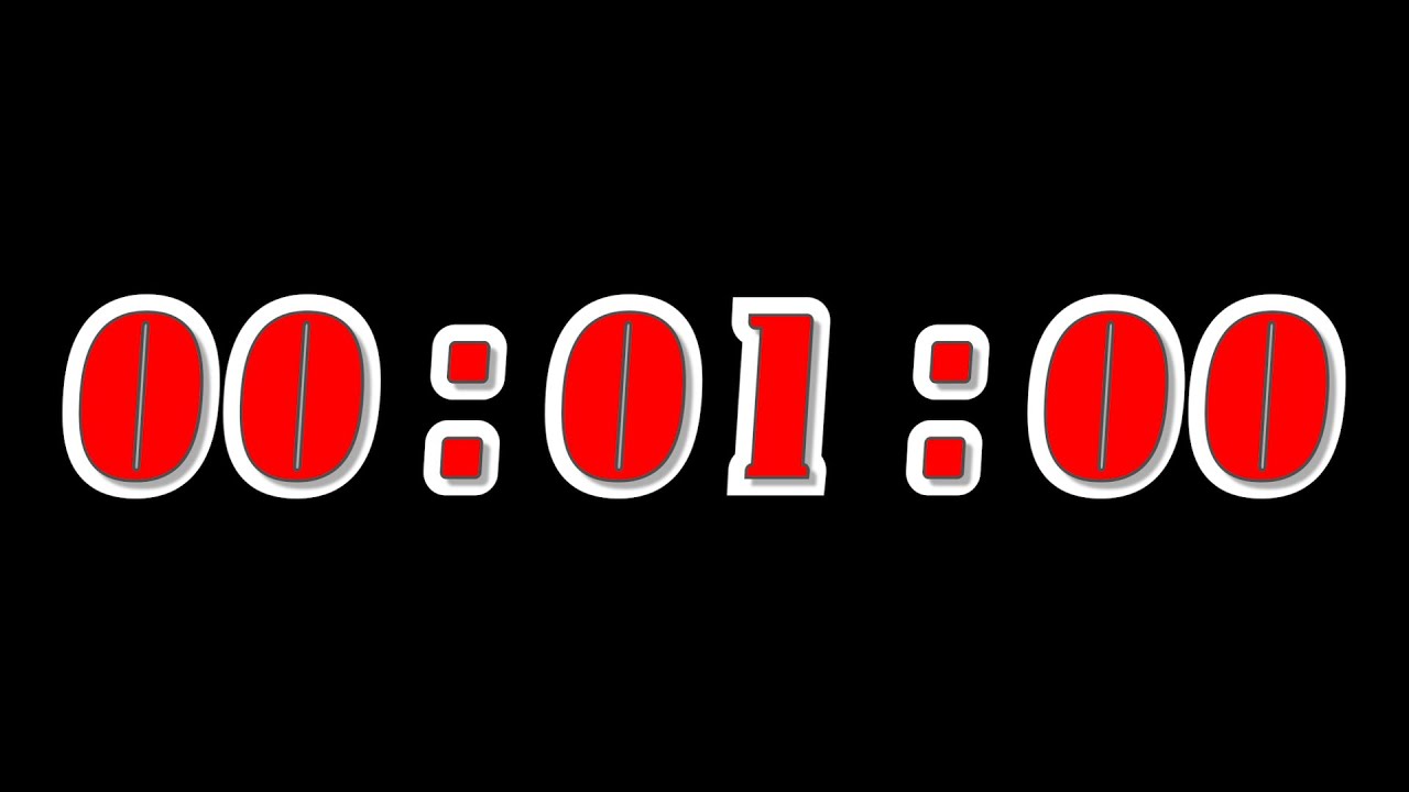 1 Minute Countdown Timer with Alarm & Time Markers / Chapters - Red ...