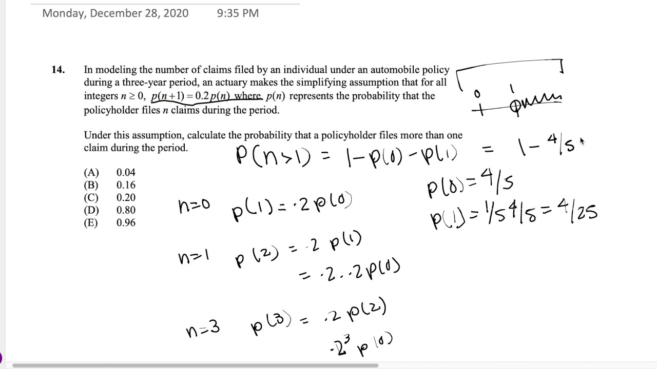 SOA Exam P Question 14 | Infinite Geometric Series - YouTube