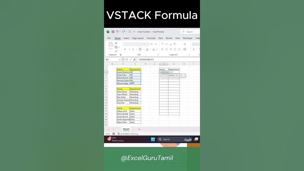 Combine Data Easily with the VSTACK Formula in Excel! 📊🔗 - YouTube