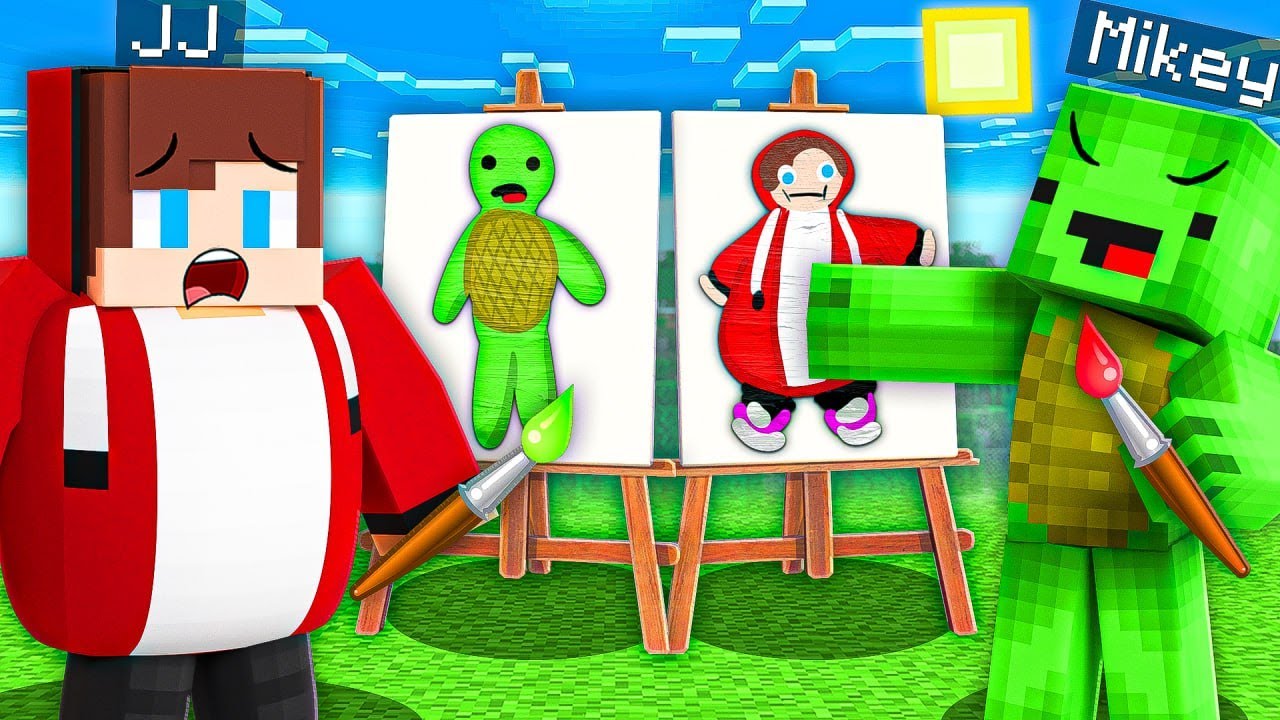 JJ vs Mikey SPEED DRAWING Battle in Minecraft Challenge - Maizen JJ and ...