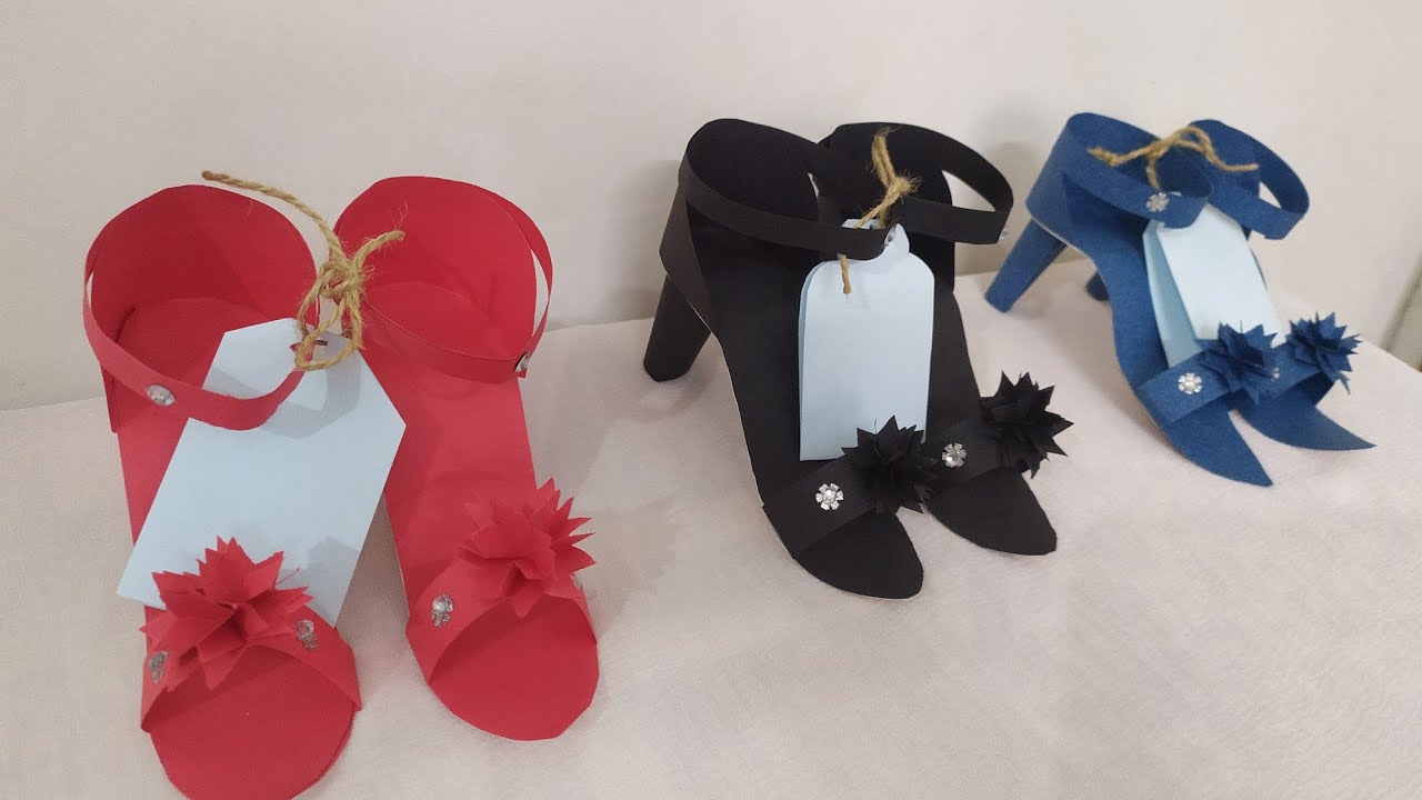 How to make paper high heel sandals 👡| DIY paper Shoes| Origami paper ...