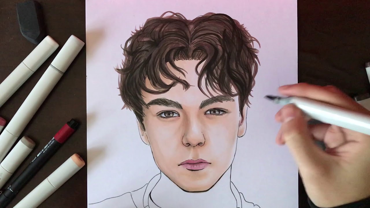 COPIC MARKER DRAWING: Vernon(버논) of SEVENTEEN - YouTube
