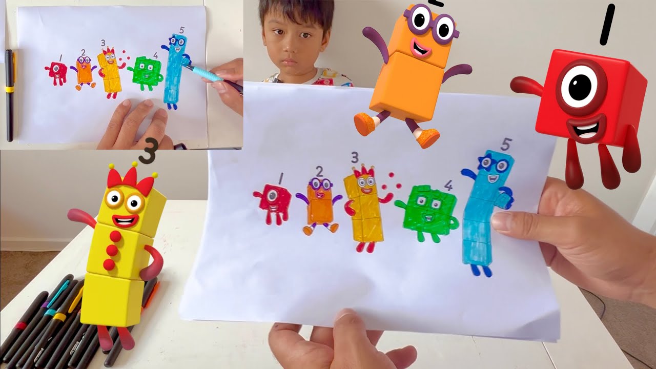 Numberblocks 1 - 10 Coloring with Daddy - YouTube