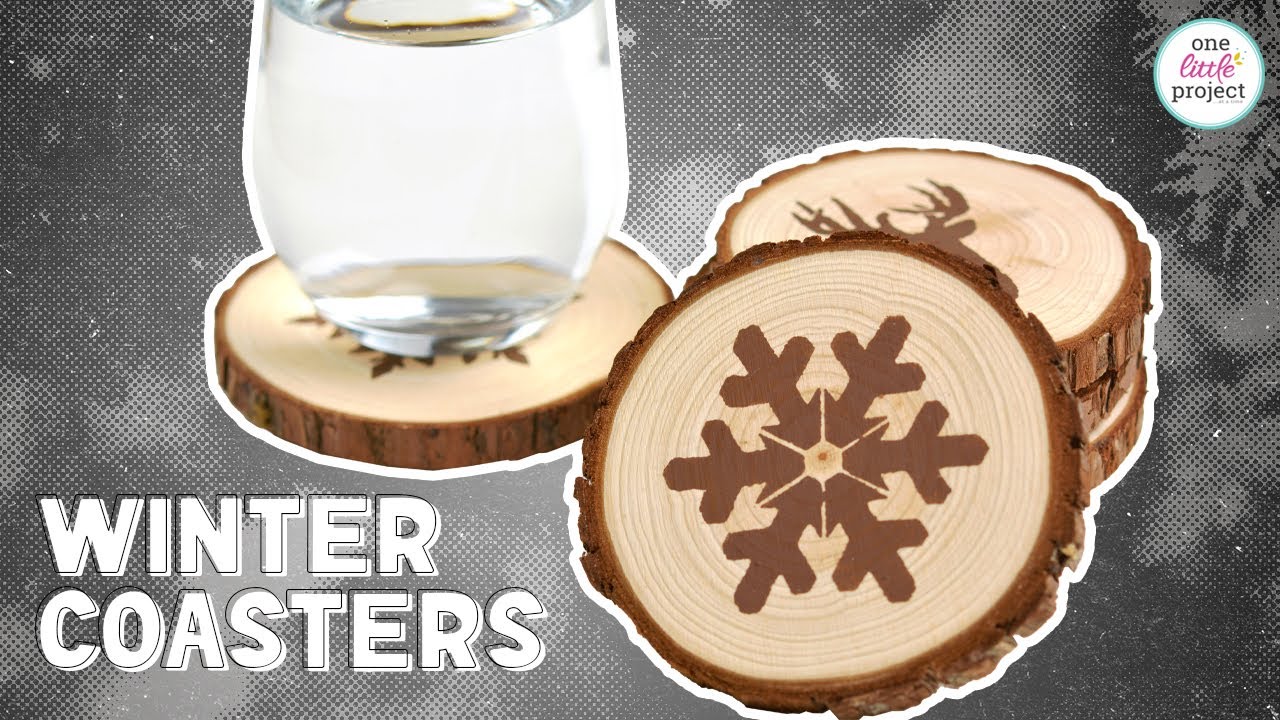 DIY Wood Coasters | Wood Slice Winter Coasters - YouTube