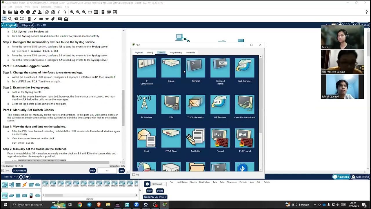 6712 Packet Tracer Configure Cisco Devices For Syslog Ntp And Ssh Operations Youtube