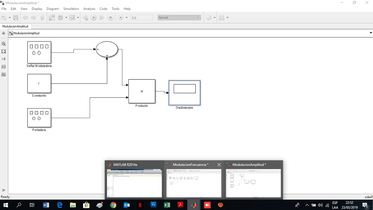 SIMULACION DE MODULACIONES AM Y FM SIMULINK - YouTube