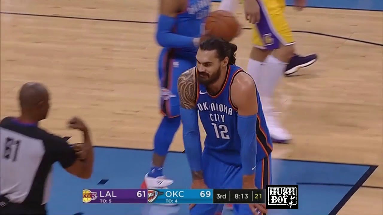 Steven Adams ERUPTS after BAD call by ref - YouTube