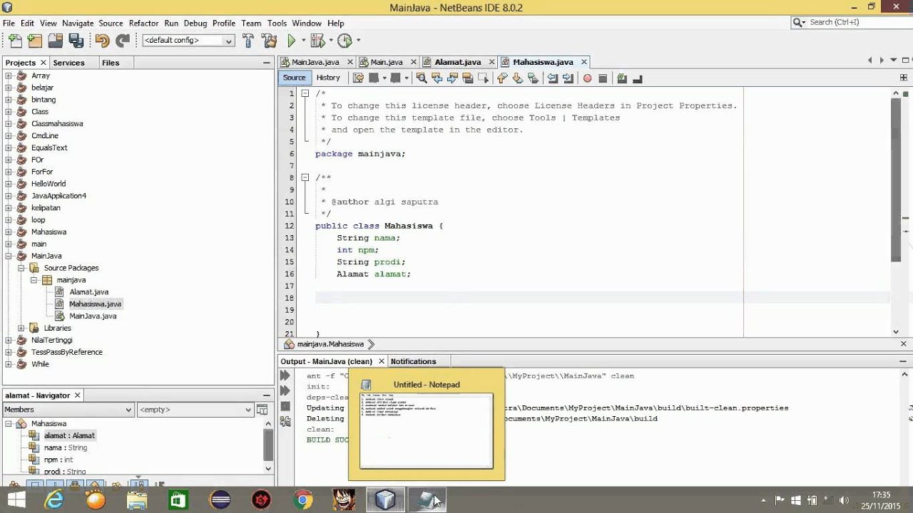 Tutorial Membuat Class Mahasiswa Menggunakan Netbeans Youtube