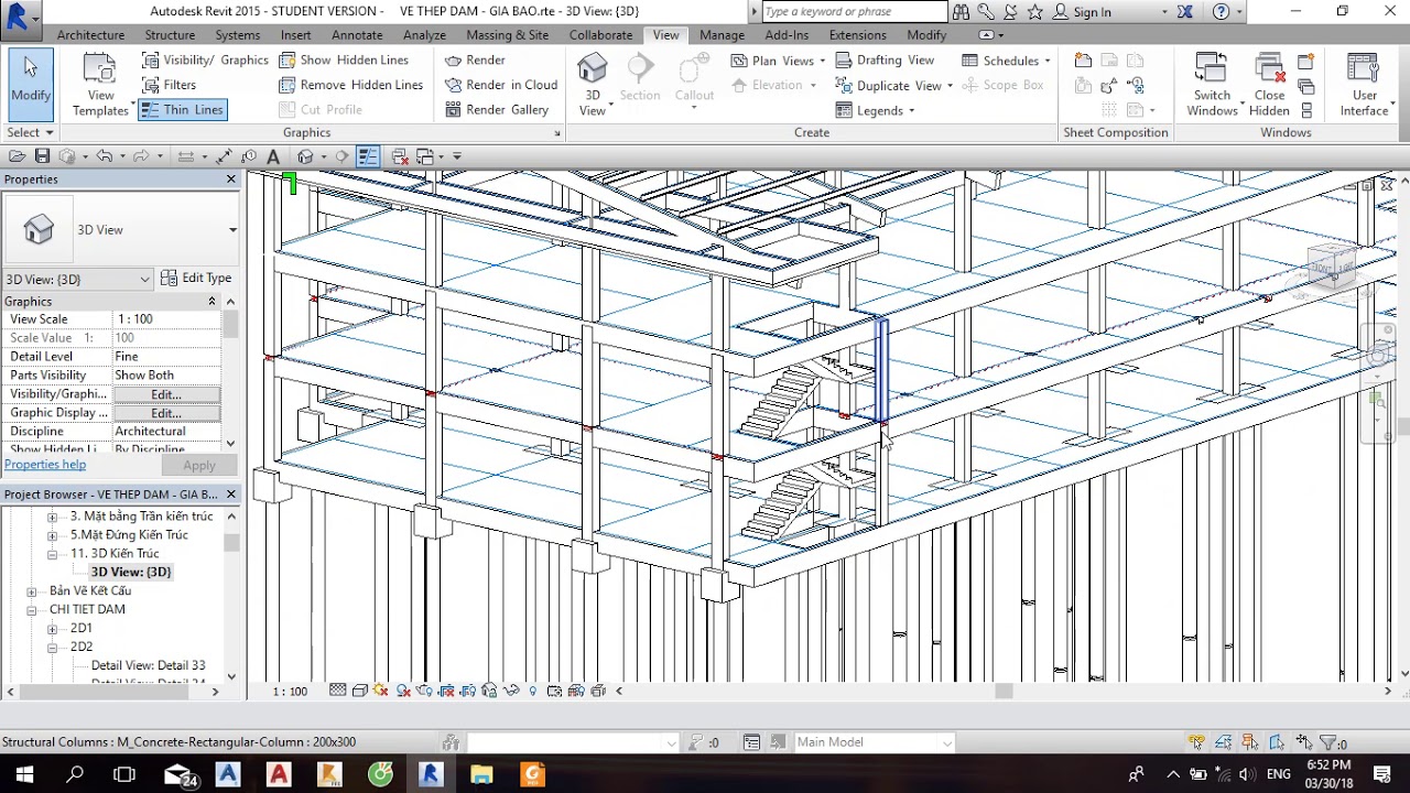Revit Structure [RDSIC] P9: Tạo Break Line, Section, vẽ thép sàn. - YouTube