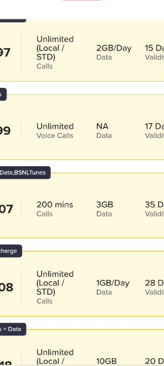 bsnl 107 plan details, bsnl 107 plans details, bsnl 108 plan details, ₹ 107 recharge plan ...