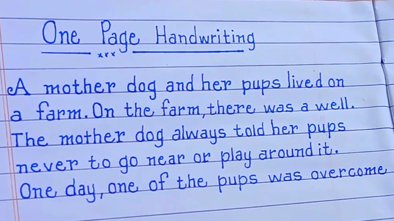 One Page story writing in English// One Page handwriting in English ...