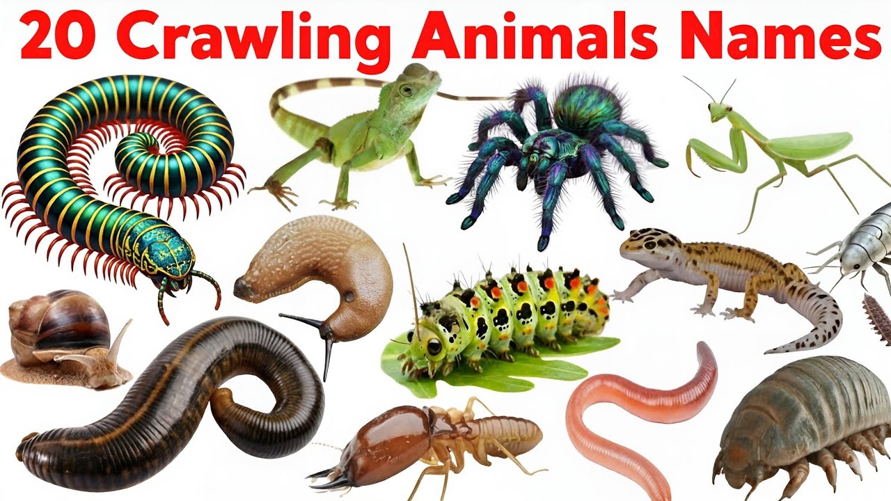 20 Crawling Animals Name for Kids | Learn Crawling Animals in English ...