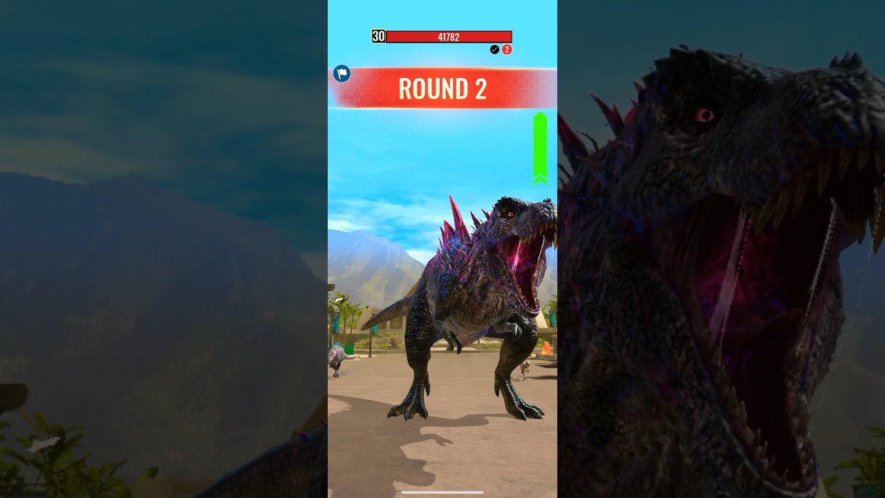 The Mortem Rex boss roars and stomping at Mortem Rex raid (Jurassic ...